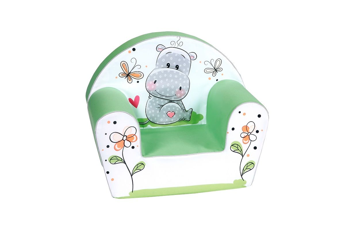 Gyerek fotel - aranyos kis viziló - zöld - banaby.hu